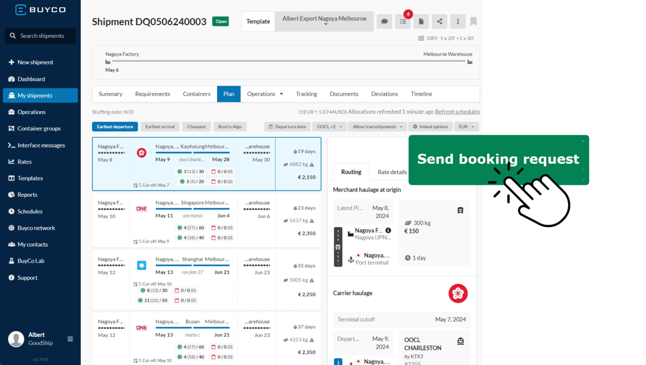 Ocean Freight Booking & Scheduling Software | BuyCo